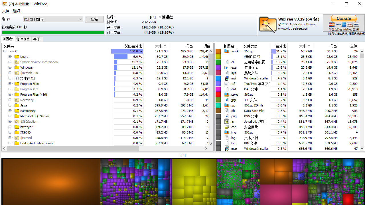 WizTree中文绿色版下载 - 磁盘清理工具WizTree官网电脑版下载 - 中华网软件